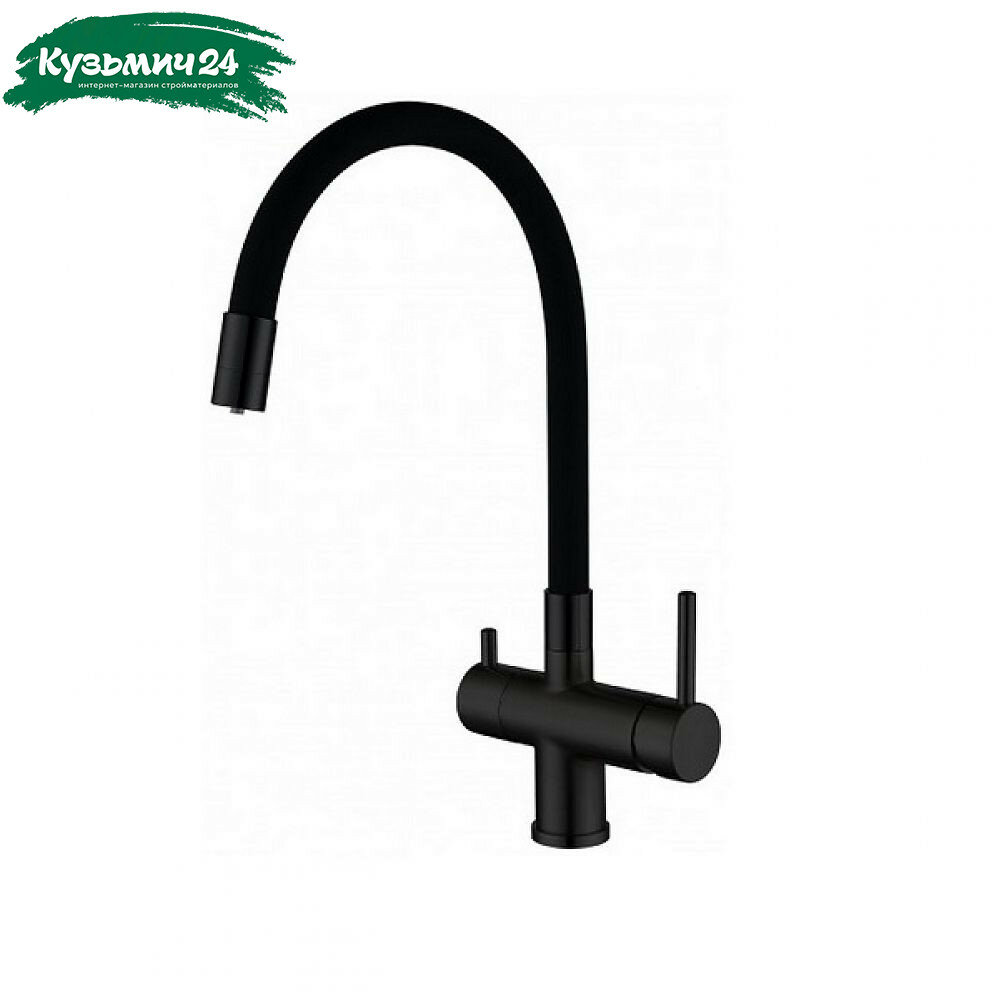 Смеситель для кухни Gappo G4398-36 с подключением к фильтру для питьевой воды, гибкий излив, цвет черный