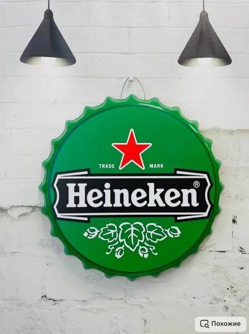 Декоративная пивная крышка beer heineken
