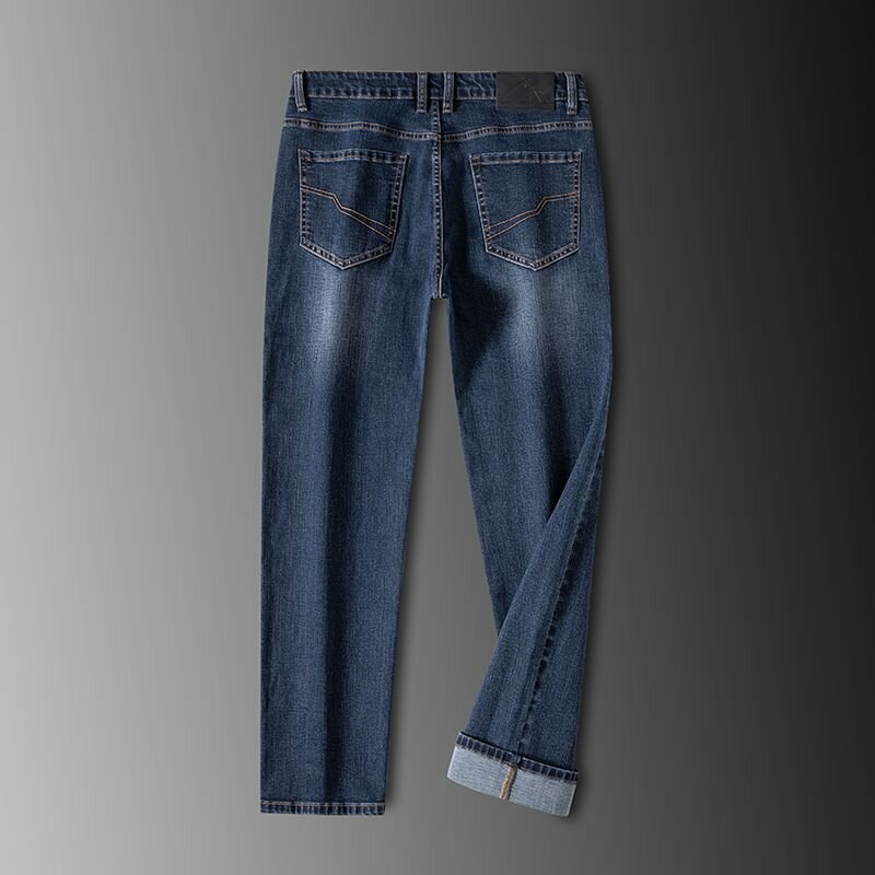 Слим тапер джинсы Rong Новые осенние джинсы мужские широкие прямой крой с эластичностью для среднего возраста повседневные брюки, Размер_33