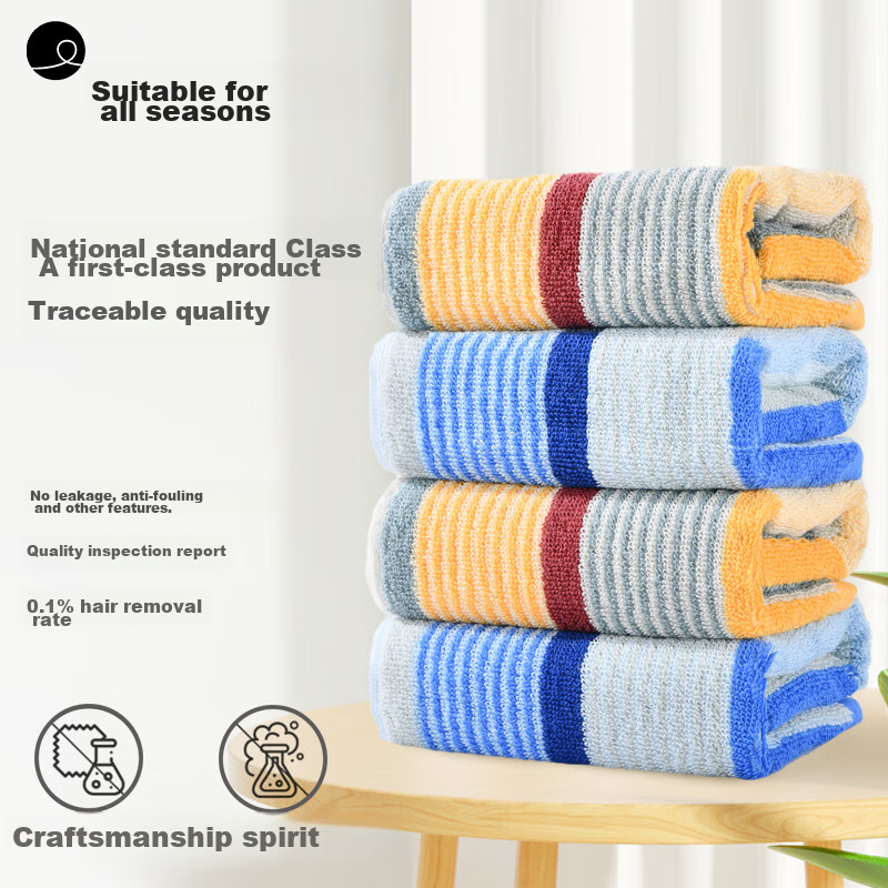 Yaguang Towel, Pure Cotton, Class A, Ultra-Soft, Absorbent, Face Towel, Facial Cloth, Sweet Color, 2-Pack, Blue/yellow, 30*60cm, 65g/piece