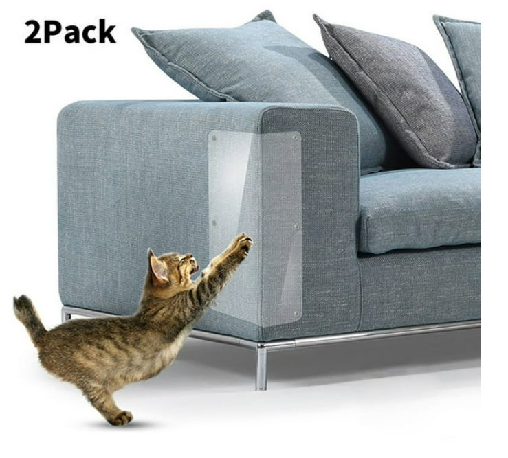 Защита от царапин для котов 2 шт, коврик для котов, стойка для царапин, защита мебели, дивана, картонная защита для котов, Лето, прозрачная, самоклеящаяся, PVC, размер 47x15 см, упаковка 16.8x4.8x5 см, набор из 2-х защитных ковриков для котов,
