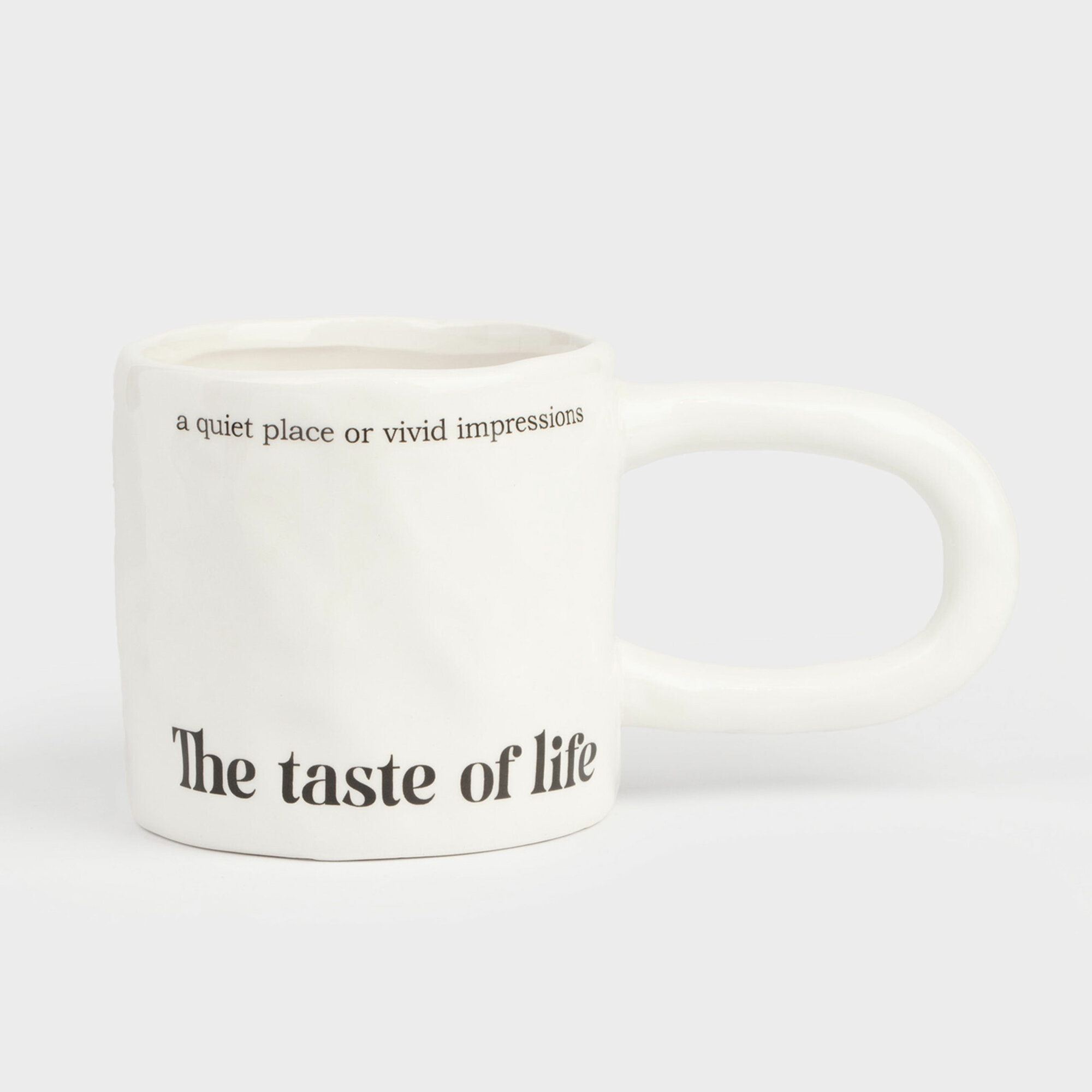 Кружка, 500 мл, керамика, молочная, The taste of life, Crumple font