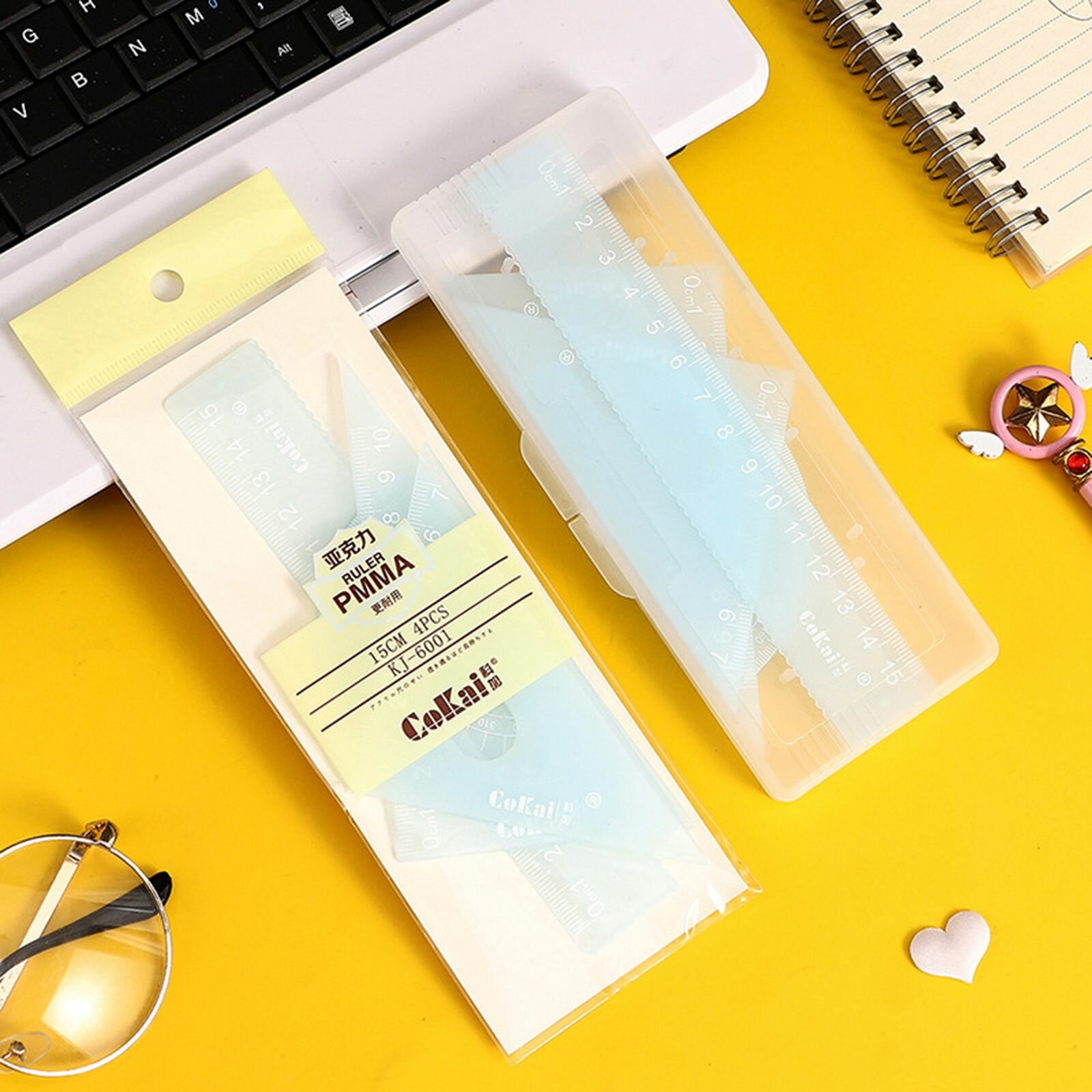 Набор для геометрии из 4 предметов, Пластиковый транспортир 2 для треугольных линеек, Линейка длиной 15 см для учащихся