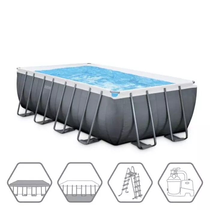 Каркасный бассейн Intex Ultra XTR Frame 26356 Серый Размеры: Высота 1320мм Глубина 2740мм Ширина 5490мм