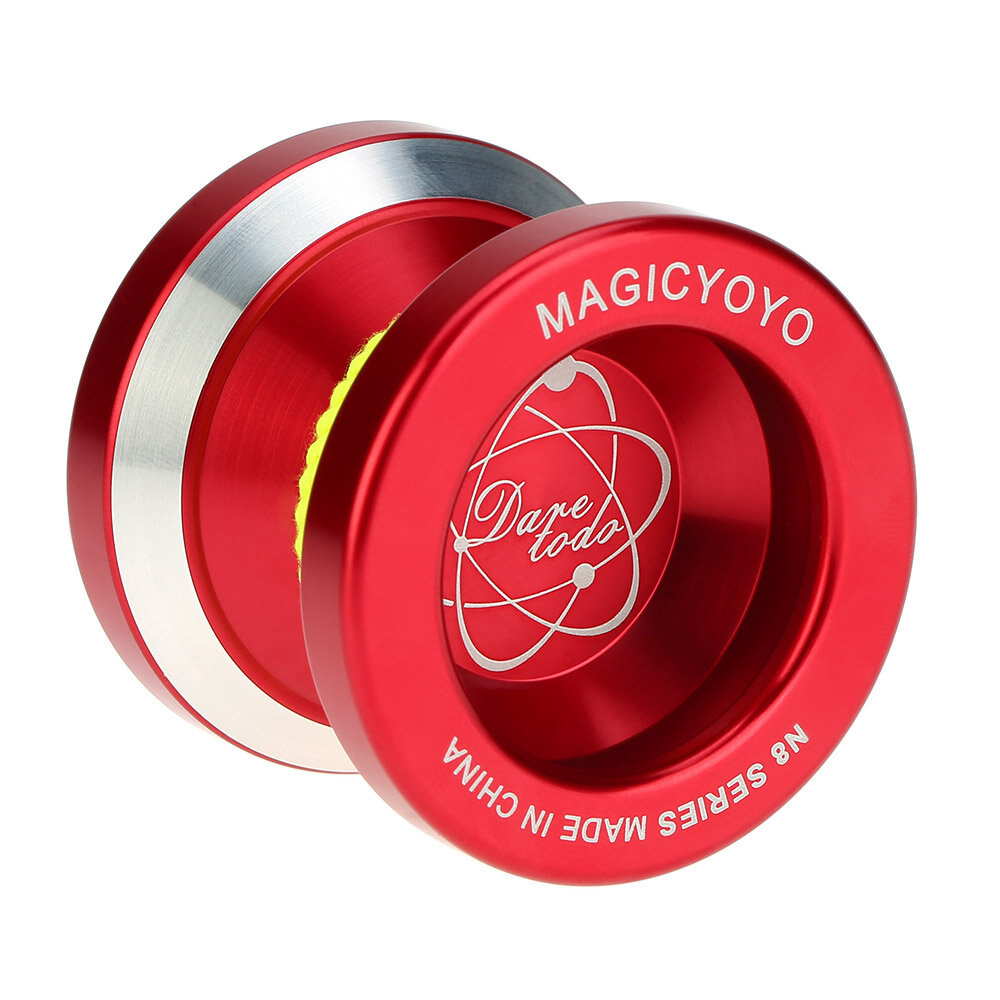 Magic Yoyo N8 из Алюминиевого сплава Металлический Йо-йо с Подшипником Concave Bearing 6.35x12.7x4.76 мм(C) и Поворачивающейся Строку для Детей 8+, Диаметр 47.4 мм, Ширина 41 мм, Ширина Щели 4.7 мм, Ось M4x10 мм, Строка 110 см, Красный, 1 Шт