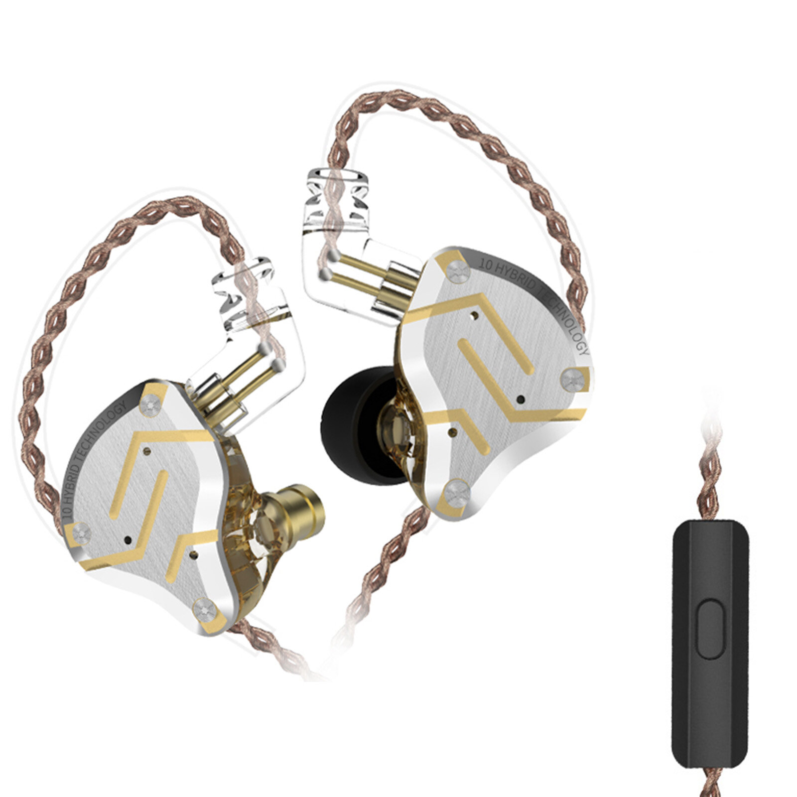 ZS10 PRO 10 Units Hybrid Technology Earphone 4BA+1DD 5 Drivers Bass Earbuds Metal in-Ear Monitor Headphones with 0.75mm 2PIN Detachable Cable Noise Cancelling Headset Black Blue Glare Blue Glare Gold Purple Royal Blue With Mic No Mic 3.5mm Plug 125±5cm