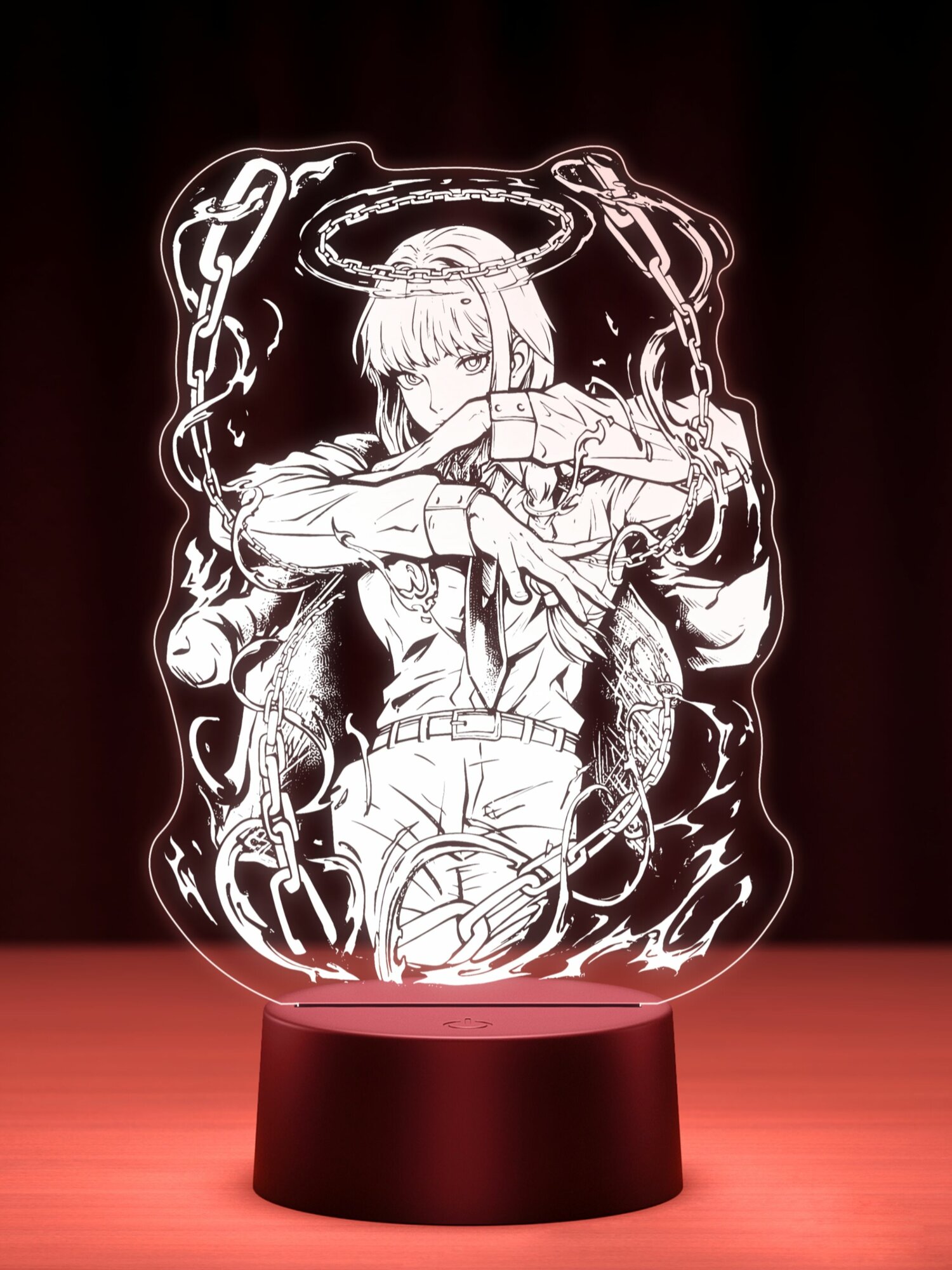 Ночник Аниме Человек-Бензопила Макима - Anime Chainsaw Man Makima. Подарок фанату аниме и манги — декор в комнату с любимыми персонажами, в стиле отаку и японской анимации.