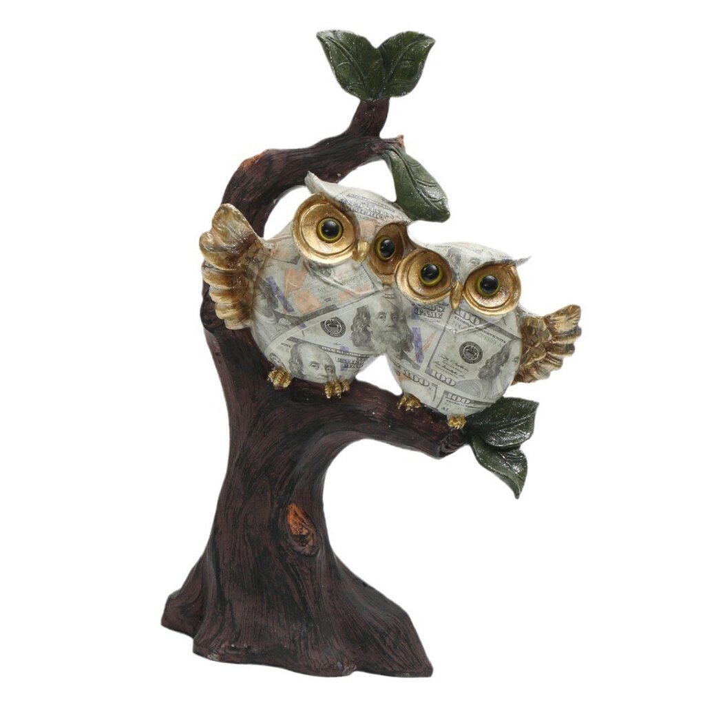 Скульптура совы с долларовым принтом, смоляной орнамент для декора стола, для коллекционеров