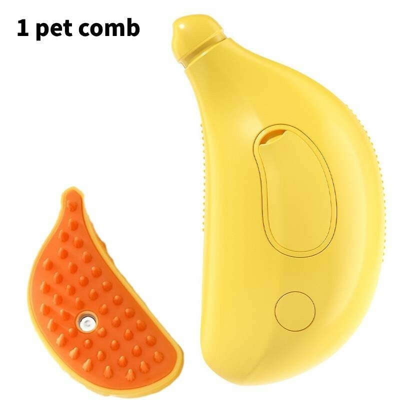 Нежная силиконовая электрическая расческа для собак с зубами для здоровой и блестящей шерсти, банановый желтый