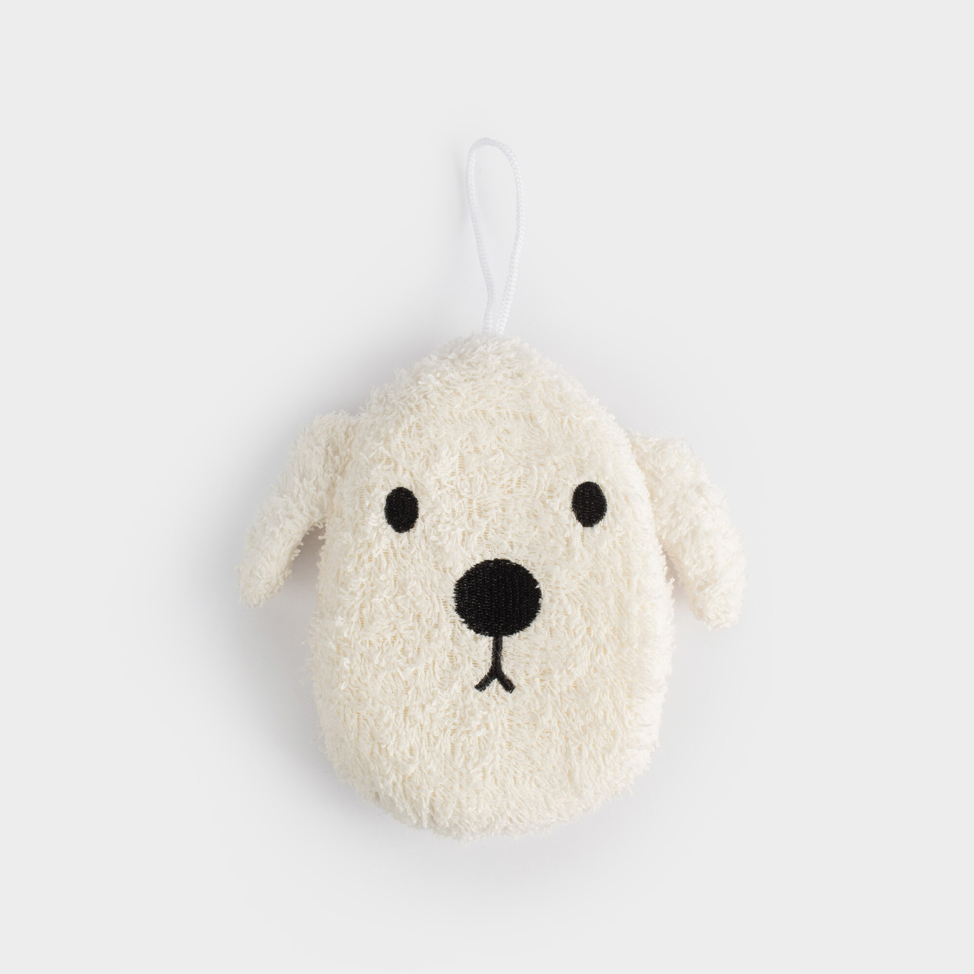 Мочалка для мытья тела, 11х13 см, детская, полиэстер/поролон, белая, Собака, Dog