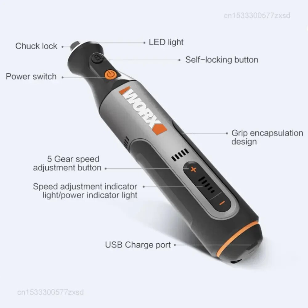 Мини-дрель Worx 8V WX106 С USB-зарядкой, Регулируемой Скоростью, Электрическая Отвертка Для Дома С AccuMatic Для Гравировки — фото 1