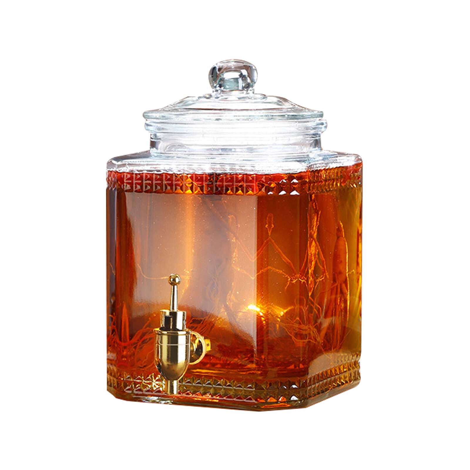 Стеклянный диспенсер для напитков емкостью 3000 мл для лимонадного сока, чая и напитков для вечеринок, медный кран