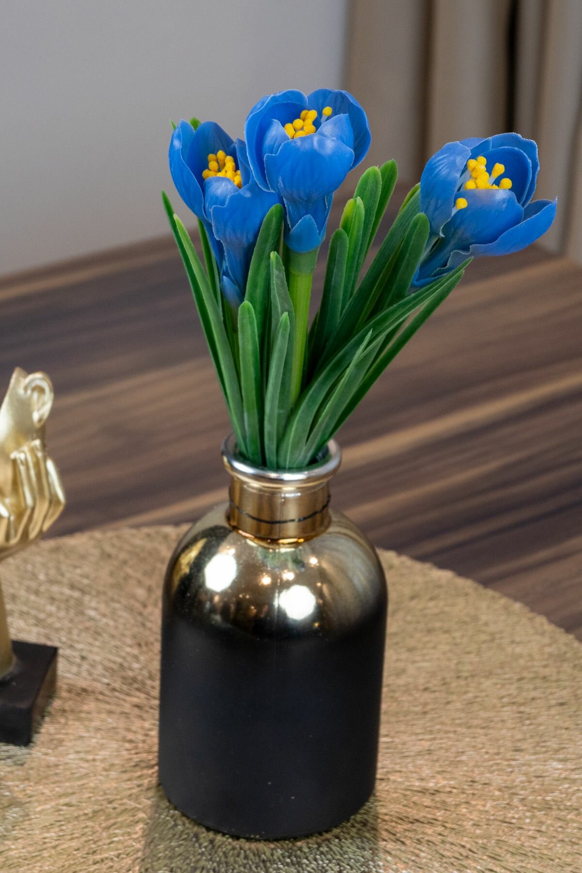 Искусственные цветы для декора букет Крокусов из силикона Синий / Реалистичный искусственный цветок 32 см