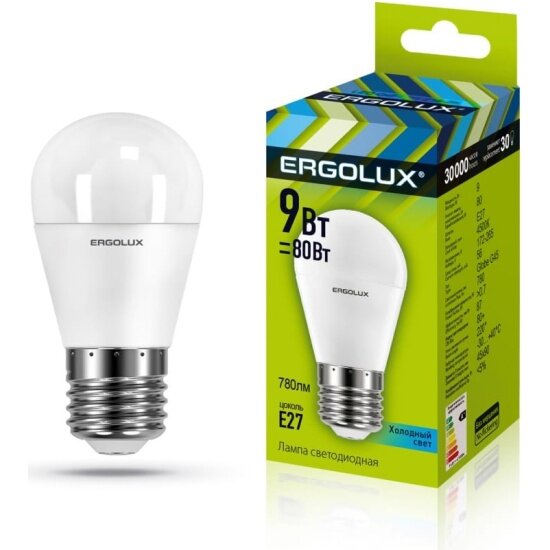 Светодиодная лампа Ergolux LED-G45-9W-E27-4K