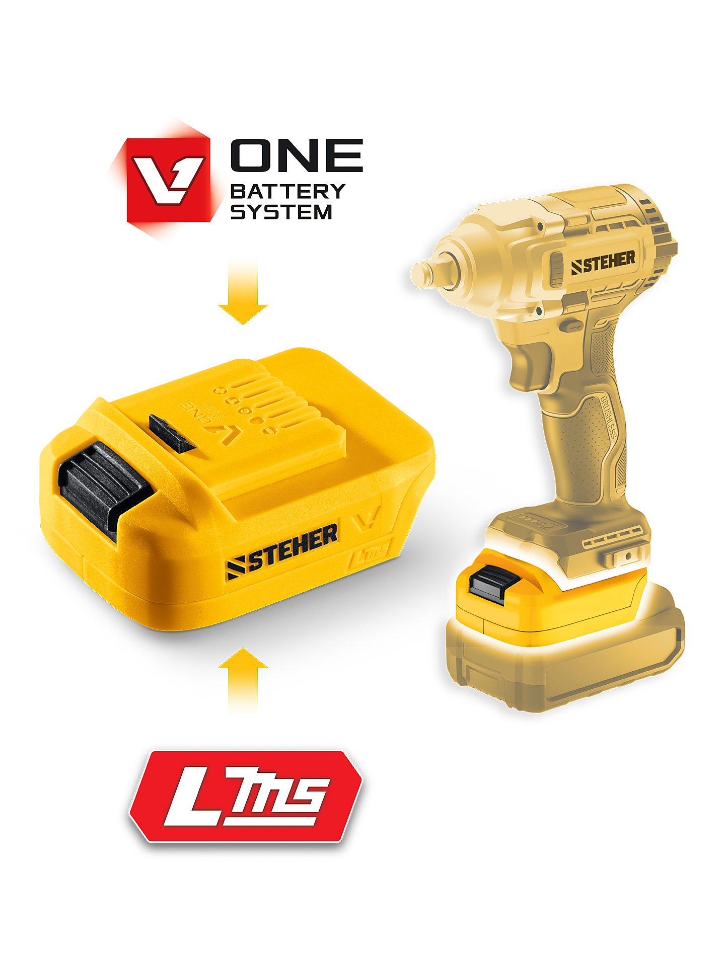 STEHER 20 В, адаптер для АКБ LMS под инструмент V1, (LMS-V1)