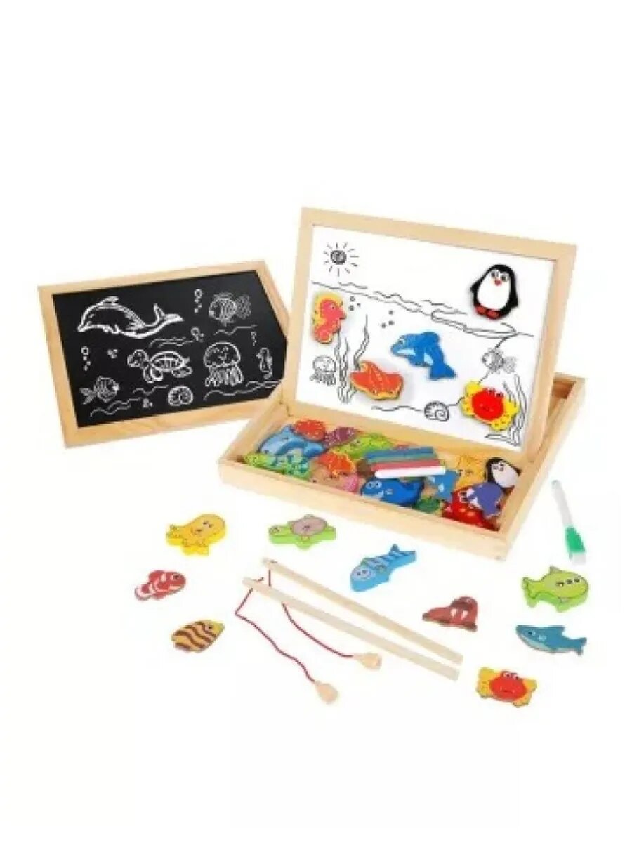 Бизи-чемоданчик /Рыбалка/: доска для рисования, меловая дос