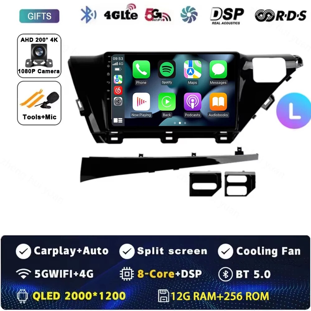 Android 15 для Toyota Camry 8 XV 70 2017-2020 Carplay Auto 2K Экран Автомобильный радиоприемник Мультимедийный плеер WIFI + 4G Авторадио Стерео 2din 2k 12-256GB