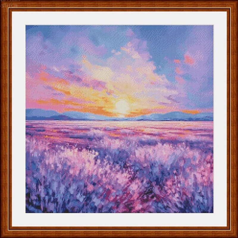 JOYAUTUM Вышивка крестом Лаванда 14CT/16CT хлопковые нити 16CT 45X45CM