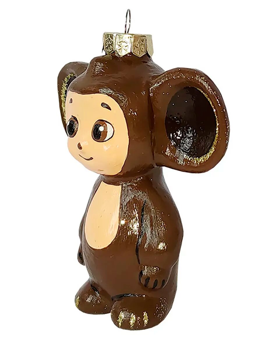 Елочная игрушка Коломеев "Чебурашка" ручная роспись, стекло, цвет коричневый, 9 см