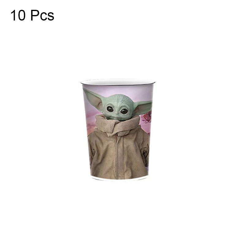 Набор для детского дня рождения тема бэби Йода посуда стаканы баннер и другое 10 шт стаканы