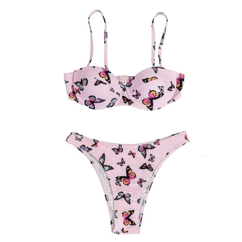 Женский двухкомпонентный купальник с бабочками, M
