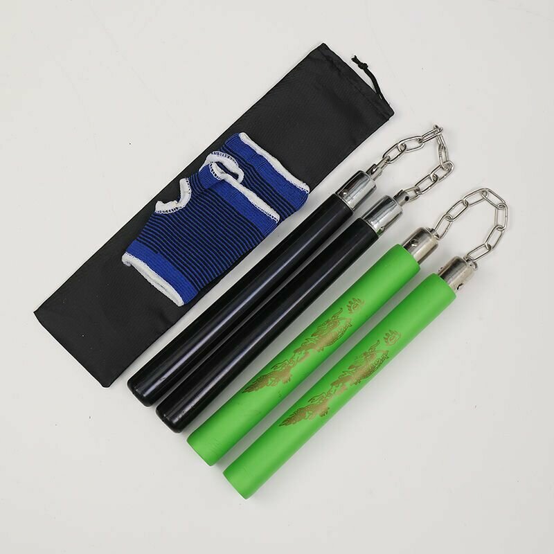 Твердые резиновые двухсекционные нунчаки Брюса Ли, практичные двухсекционные нунчаки, тренировочные двухсекционные нунчаки из нержавеющей стали