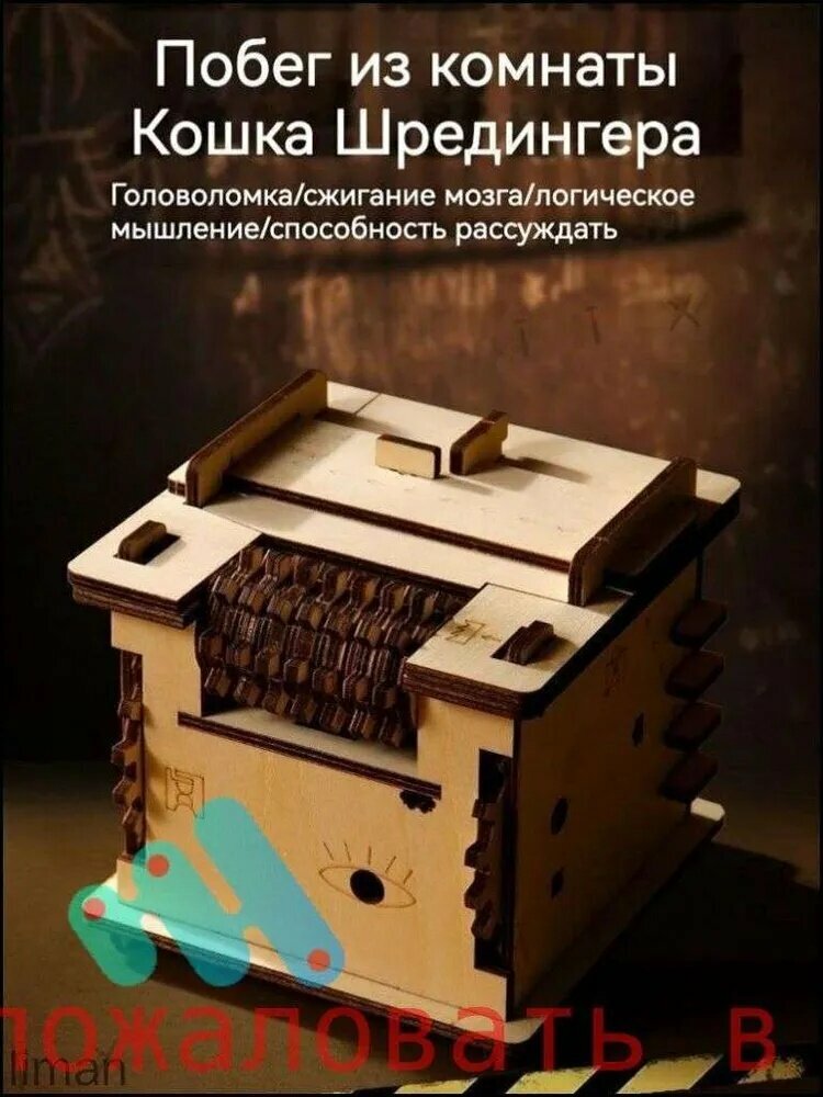 Эксклюзивный деревянный квестбокс Кот Шредингера для всех возрастов