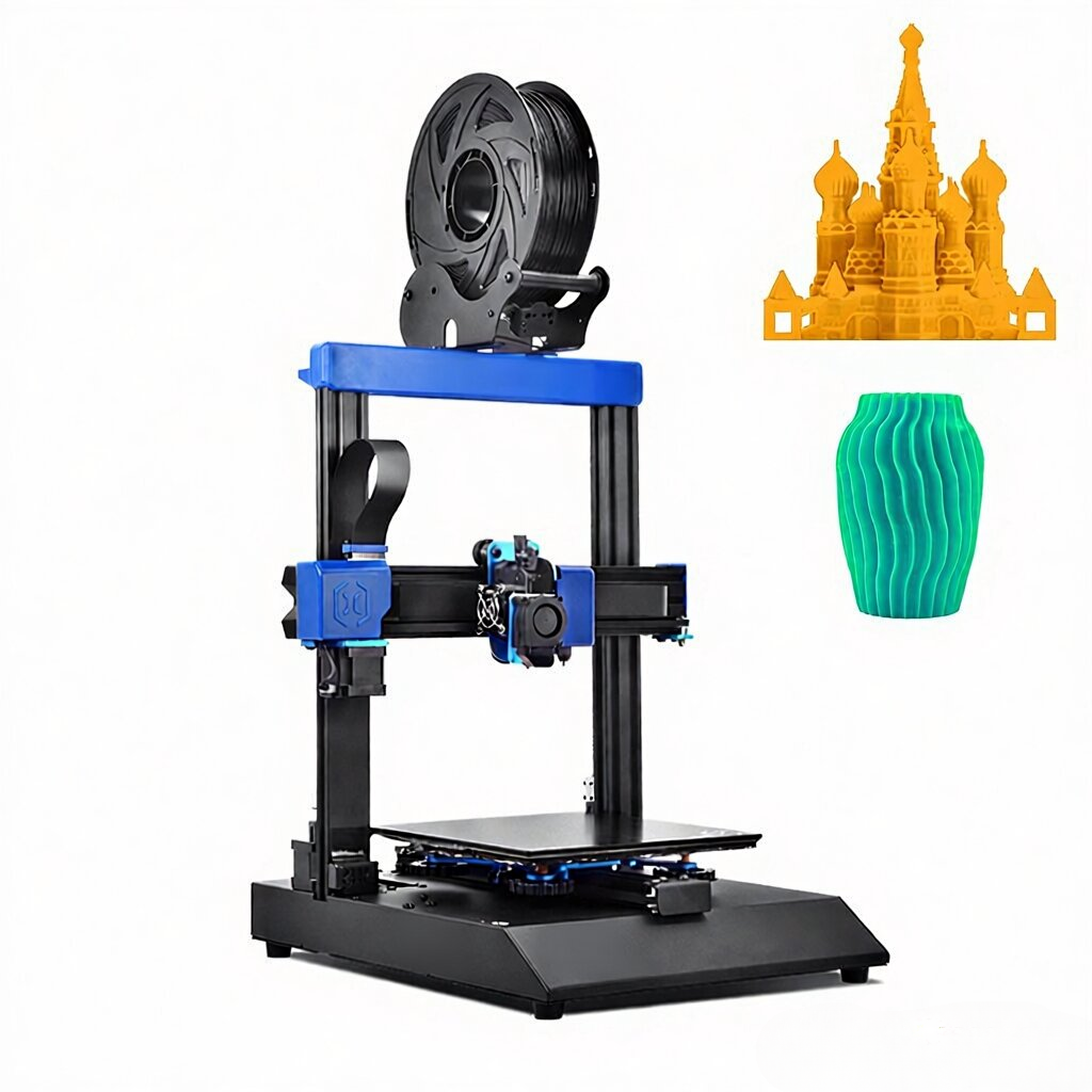 3D принтер Genius Pro, размер печати 220x220x250mm, экран сенсорный 2.8 дюйма, платформа из toughened glass, детектор окончания филамента, восстановление после отключения питания, автокалибровка ABL, тихий режим работы, экструдер Titan Bowden,