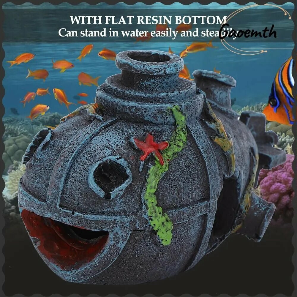 Резиновая затонувшая лодка, прочный декор аквариума, для оформления аквариумных ландшафтов