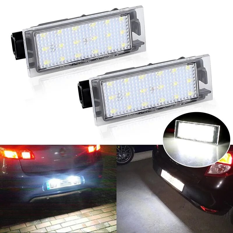 2 шт.12 В 3 Вт светодиодный Фонарь Освещения Номерного знака canbus без ошибок для Renault Megane 2 Clio Laguna 2 Megane 3 Twingo Master Vel Satis Opel Movano