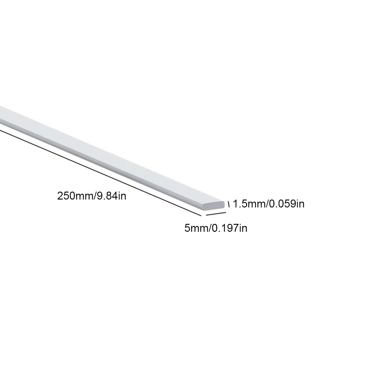 Листы АБС-пластика белого цвета для рукоделия 5x1.5x250mm, 10Pcs