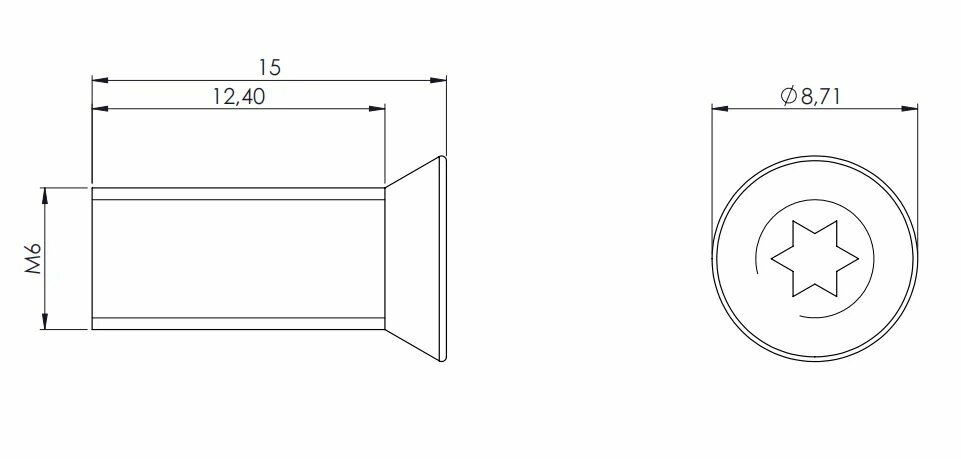 Винт M6x12,40x15 с шестигранной головкой