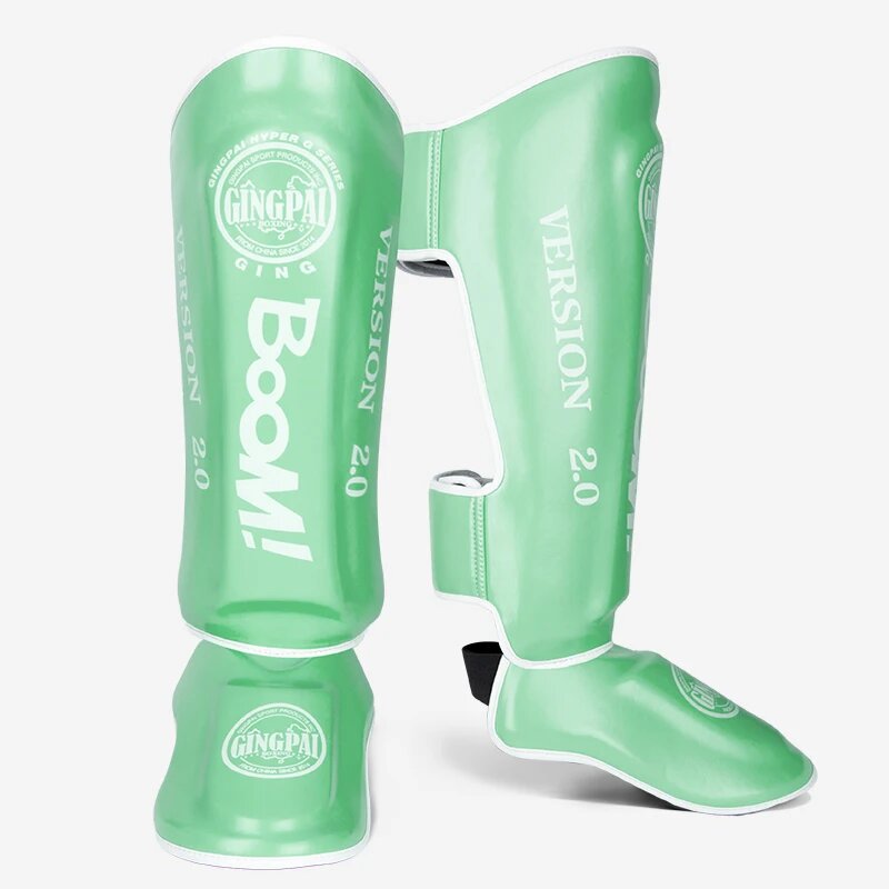 Щитки на голень Gingpai Sport Муай Тай, зеленые, S, QC2.0