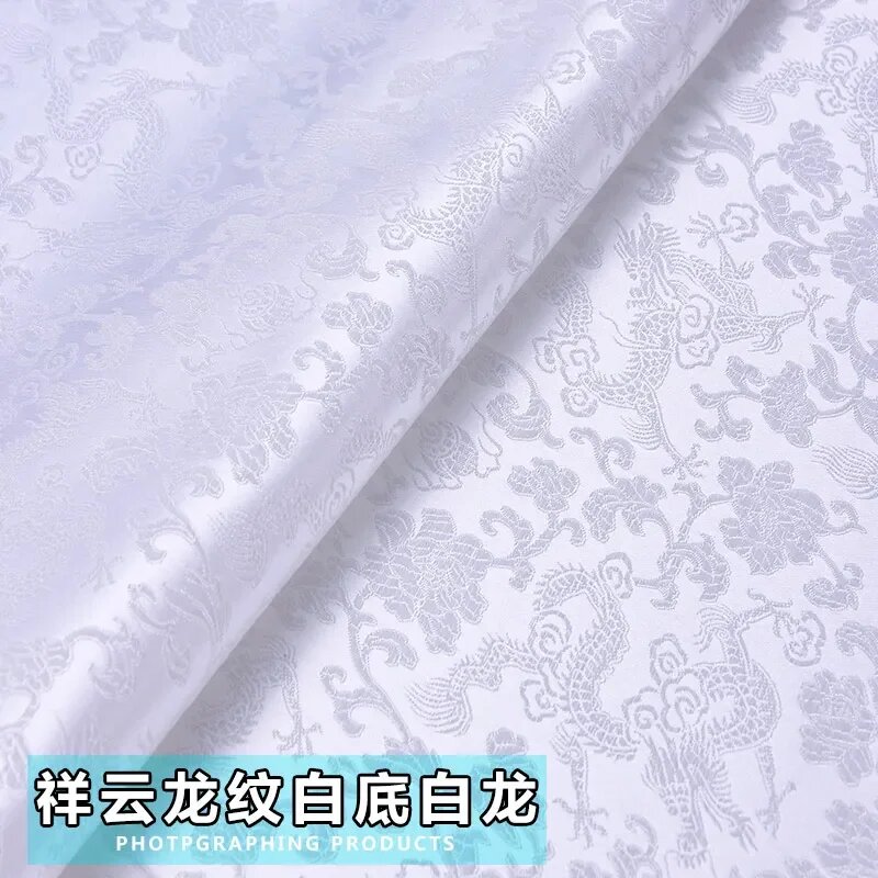 Парчовая атласная ткань для пошива одежды 90х100 см Белый, 1 meter price-021