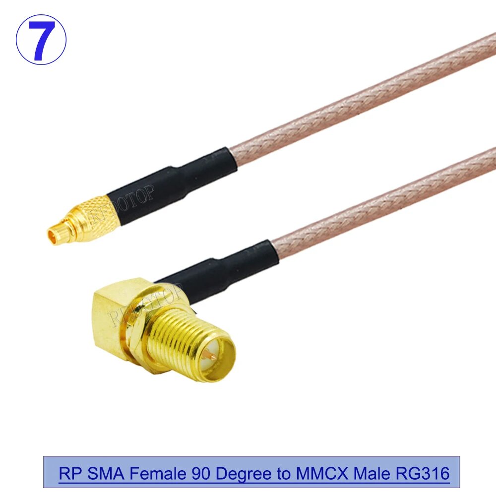 RG-316 коаксиальный кабель SMA-MMCX 25CM, RPSMA F90 to MMCX M