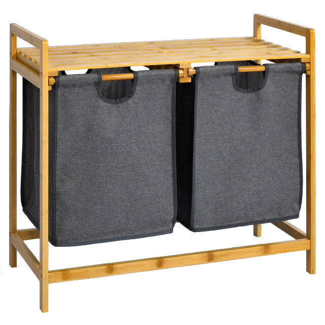 Стеллаж Vitarta Bamboo SSB0131A-A, 2 корзины, 64х73х33см, бежевый/серый