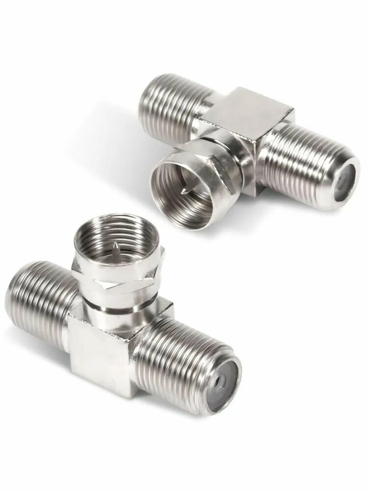 2 шт. коаксиальный разветвитель для ТВ, 2 входа 1 выход, F-разъем RG6 мужской на 2 женских, 3-х канальный адаптер для антенны и спутникового ТВ