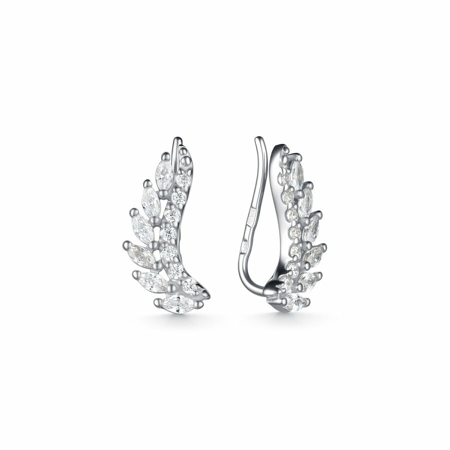 Серьги, серебро, 925 проба, родирование, фианит