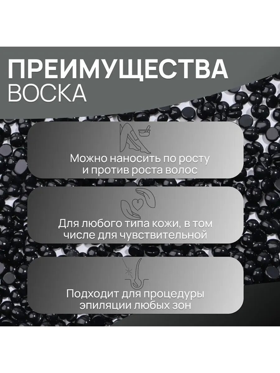 Чёрный гранулированный воск для депиляции
