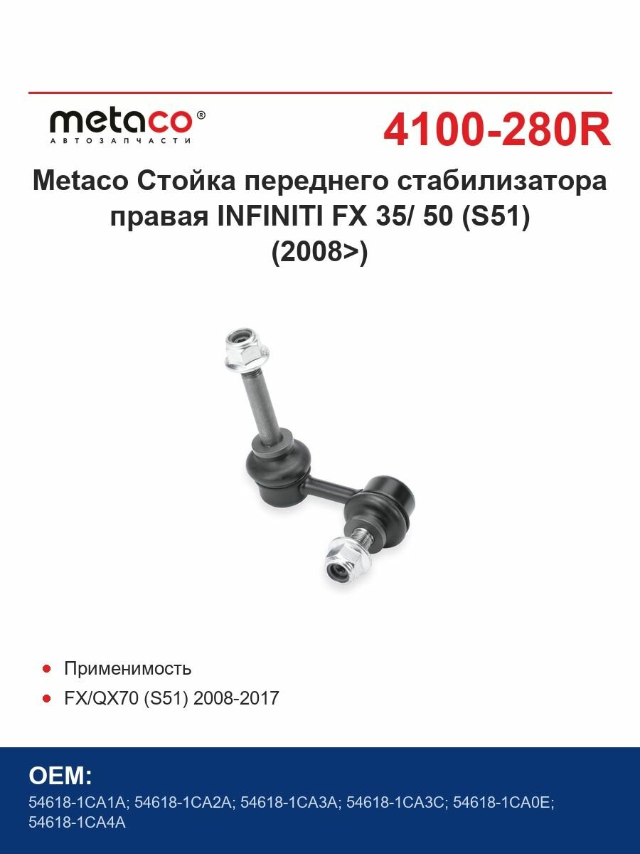 Metaco Стойка переднего стабилизатора правая INFINITI FX 35/ 50 (S51) (2008>)