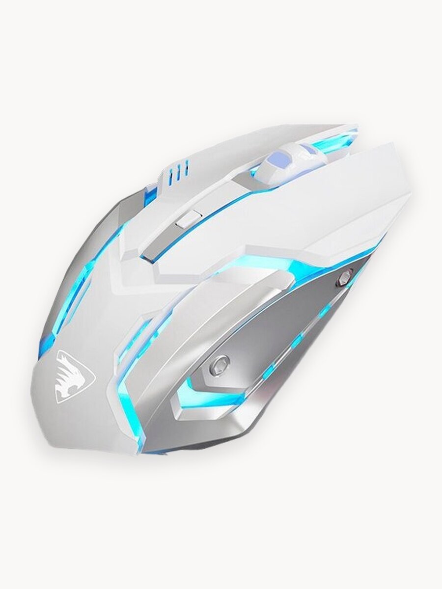 Механическая беспроводная мышь EWEADN G305, бесшумная, игровая, с подсветкой RGB, белый