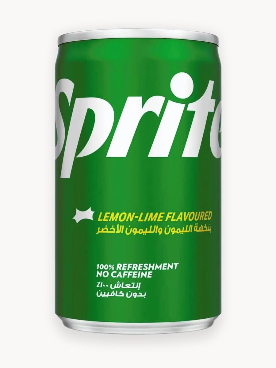 Sprite Lemon-Lime, 0.15 л, 30 шт, банка (газированный напиток Спрайт Лимон-Лайм, классический вкус, мини, жб)