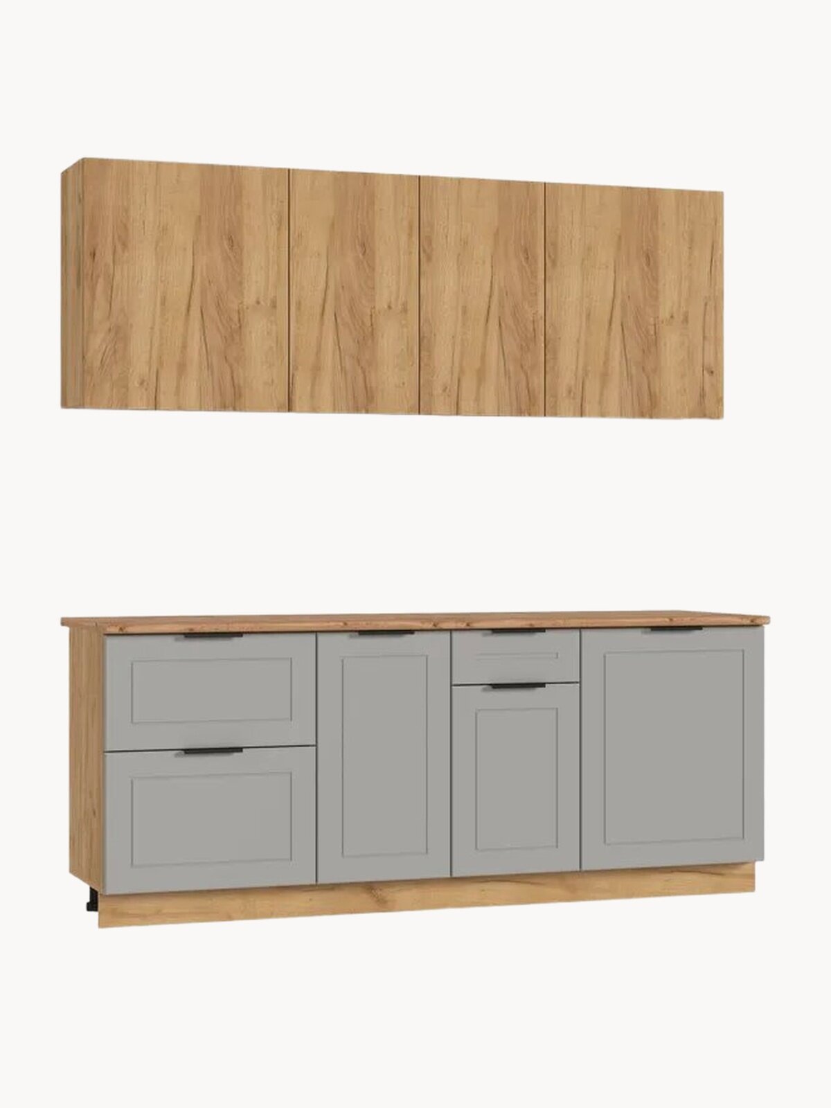 Гарнитур кухонный инвест Керри, МДФ, ЛДСП, с ручками, серый, коричневый