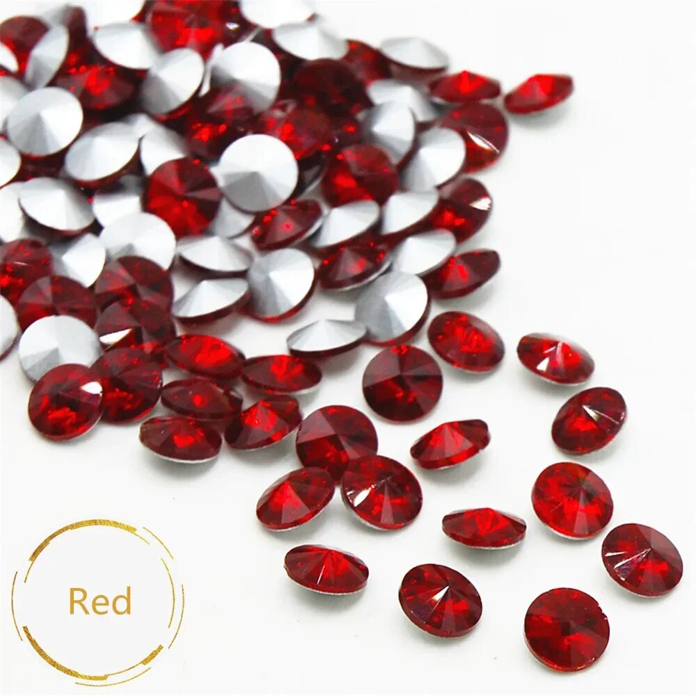 Стразы Hisenlee, стекло, круглые, 6-18 мм Красный, 8mm 50pcs, Red
