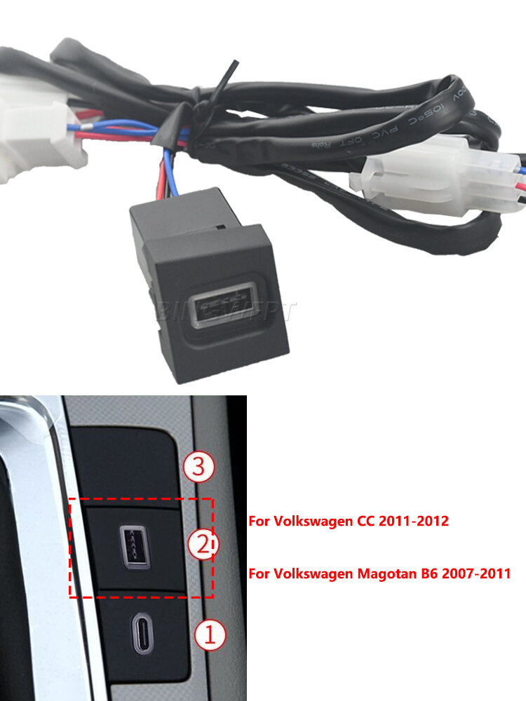 Автомобильное зарядное устройство QC3.0 USB, адаптер питания для быстрой зарядки телефона для VW Magotan B6 CC