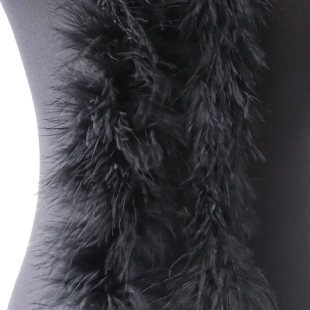 Пушистые перья индейки Марабу 2 метра, декоративные перья для рукоделия Черный, 14 Black