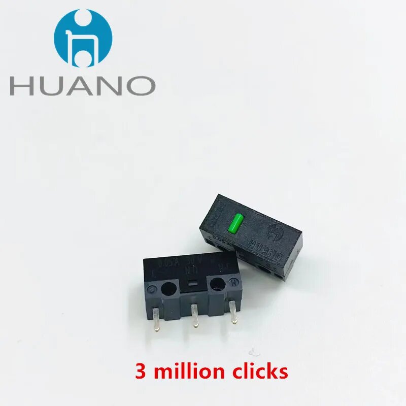 2 шт. микропереключатели мыши HUANO черный, синий 2 Black Shell Green