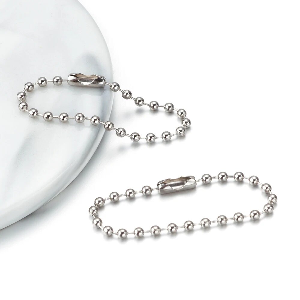 Железная шариковая цепочка из бисера 10 см, для бижутерии Серебряный, 10cm, rhodium