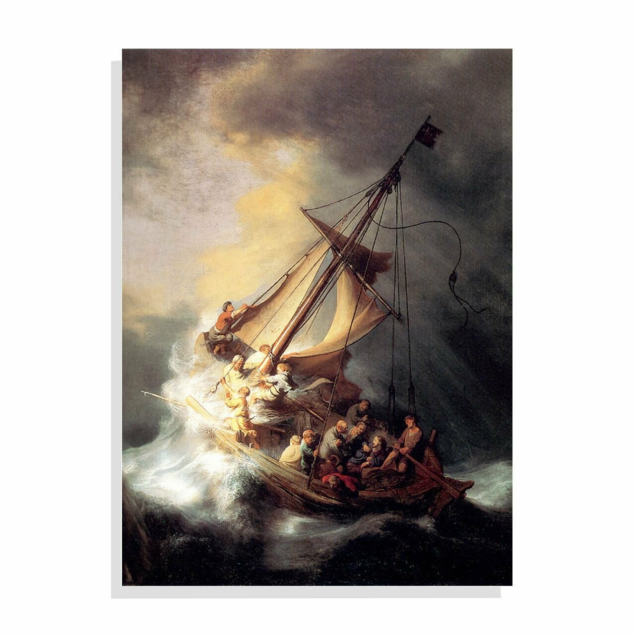 Картина на холсте, репродукция Христос во время шторма на море Галилейском - Рембрандт