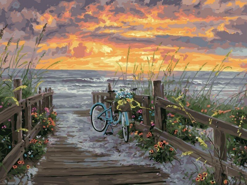 Раскраска по номерам Белоснежка #1202-AS Закат над побережьем, 40 х 30 см